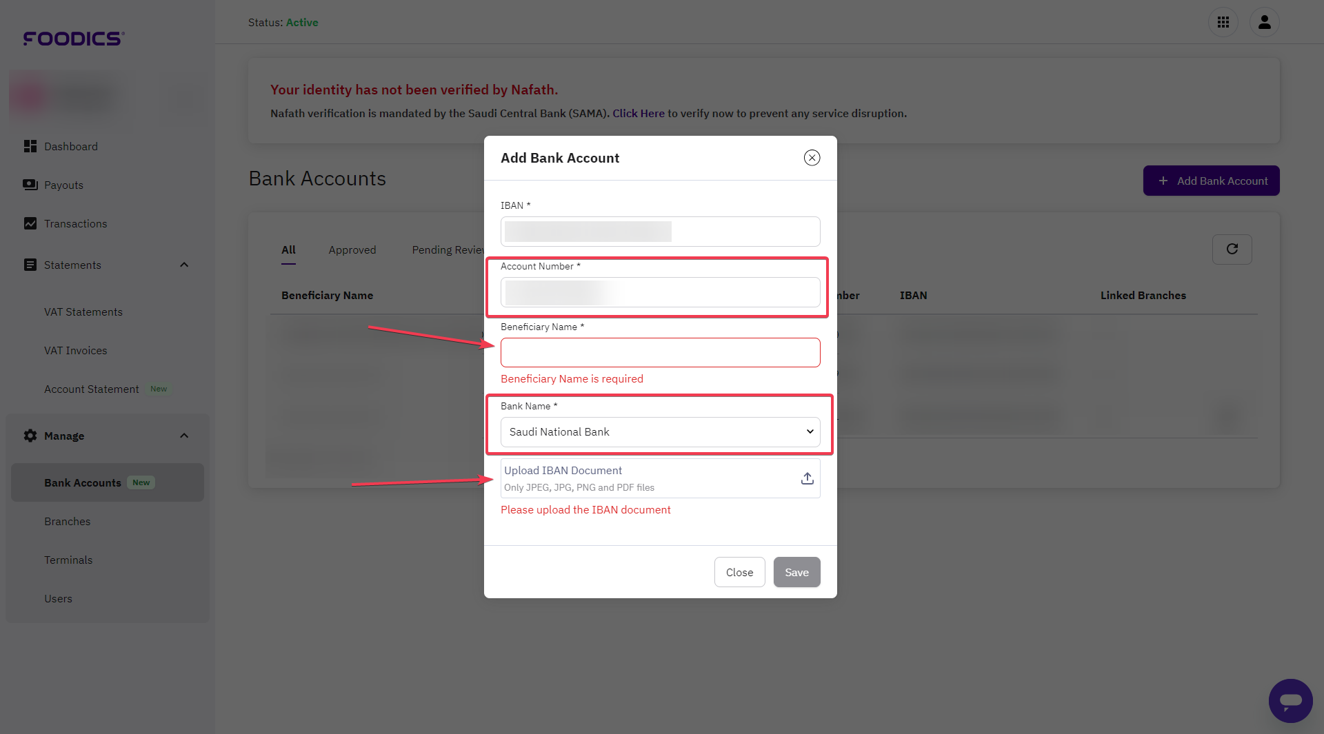 Adding & Modifying Bank Accounts for Foodics Pay – Foodics - Help Center