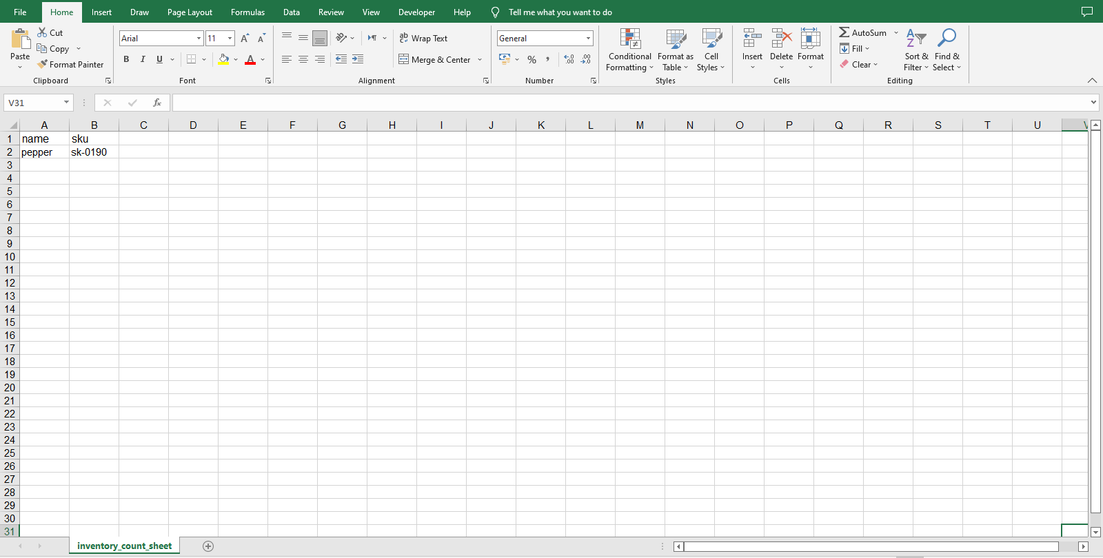 Count Sheet – Foodics - Help Center
