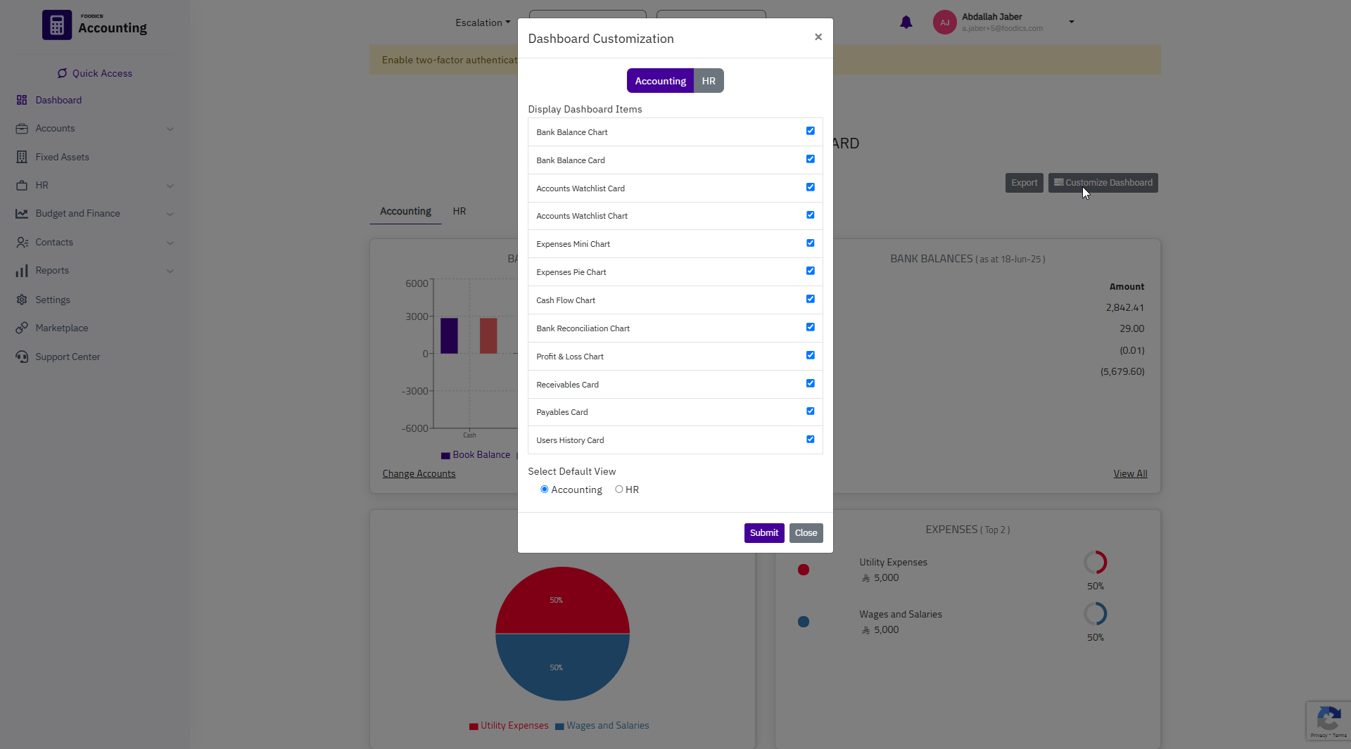 Main Dashboard features in Foodics Accounting – Foodics - Help Center