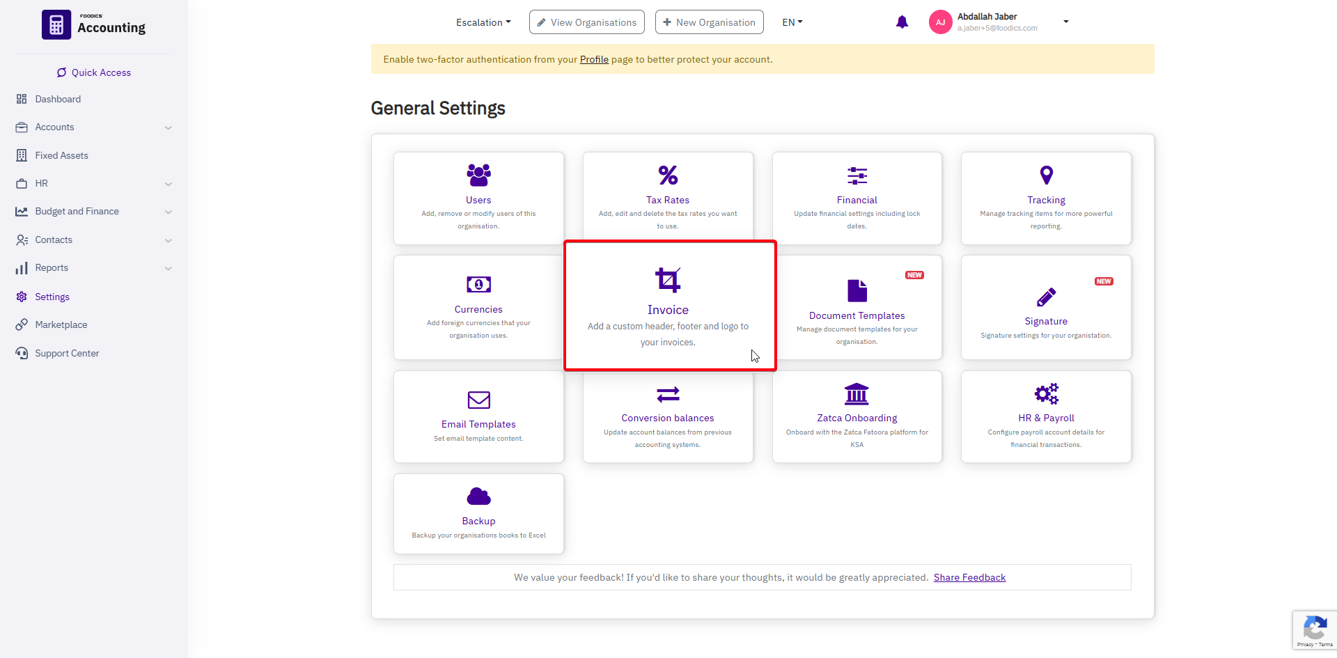 How to manage Invoice Template & design in Foodics Accounting – Foodics - Help Center