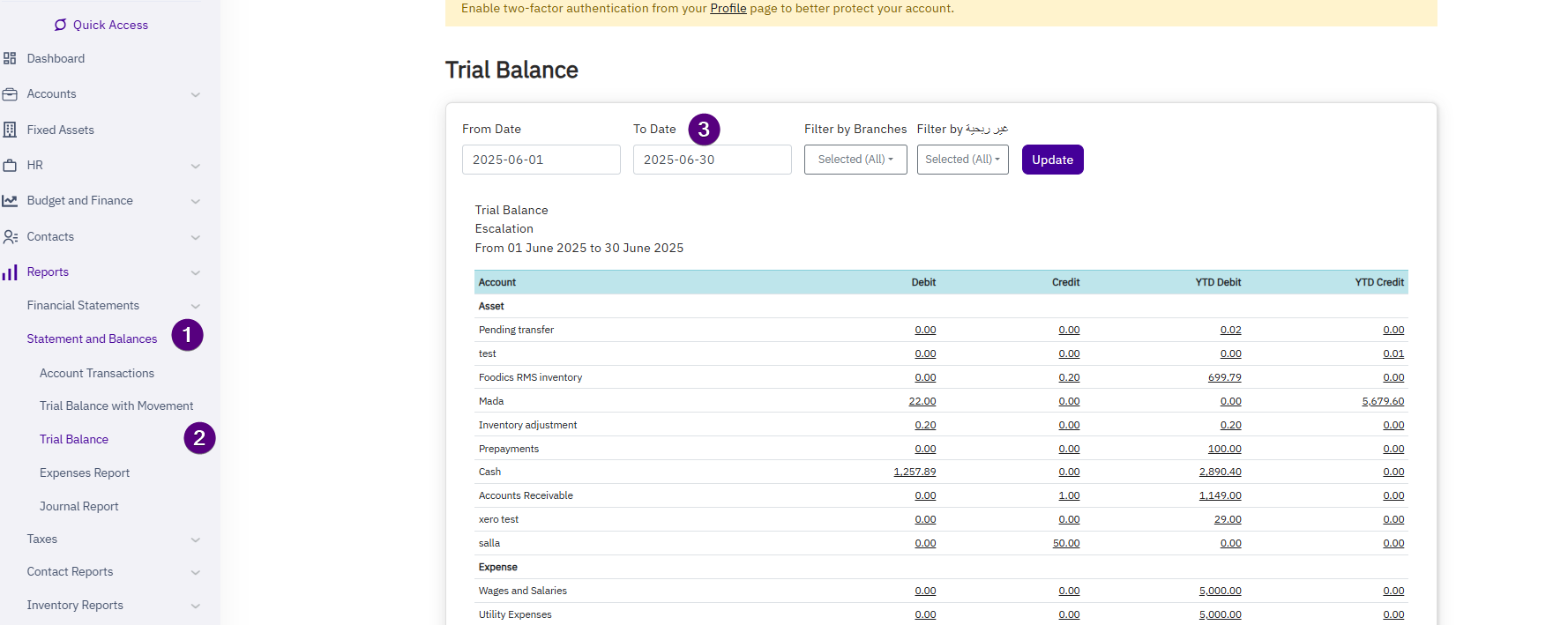 Expenses & Trial Balance Reports in Foodics Accounting – Foodics - Help ...