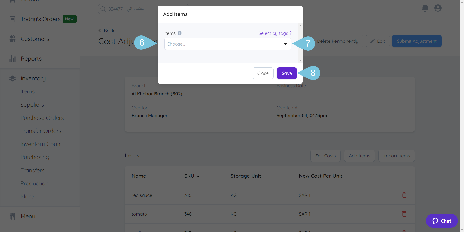 Adding or Importing Items to Cost Adjustment – Foodics - Help Center Adding or Importing Items to Cost Adjustment – Foodics - Help Center