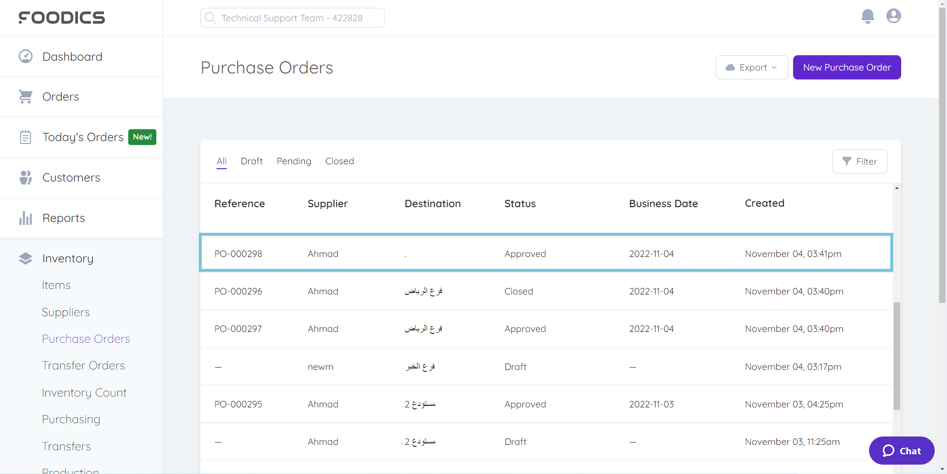 Creating Purchase Orders – Foodics - Help Center
