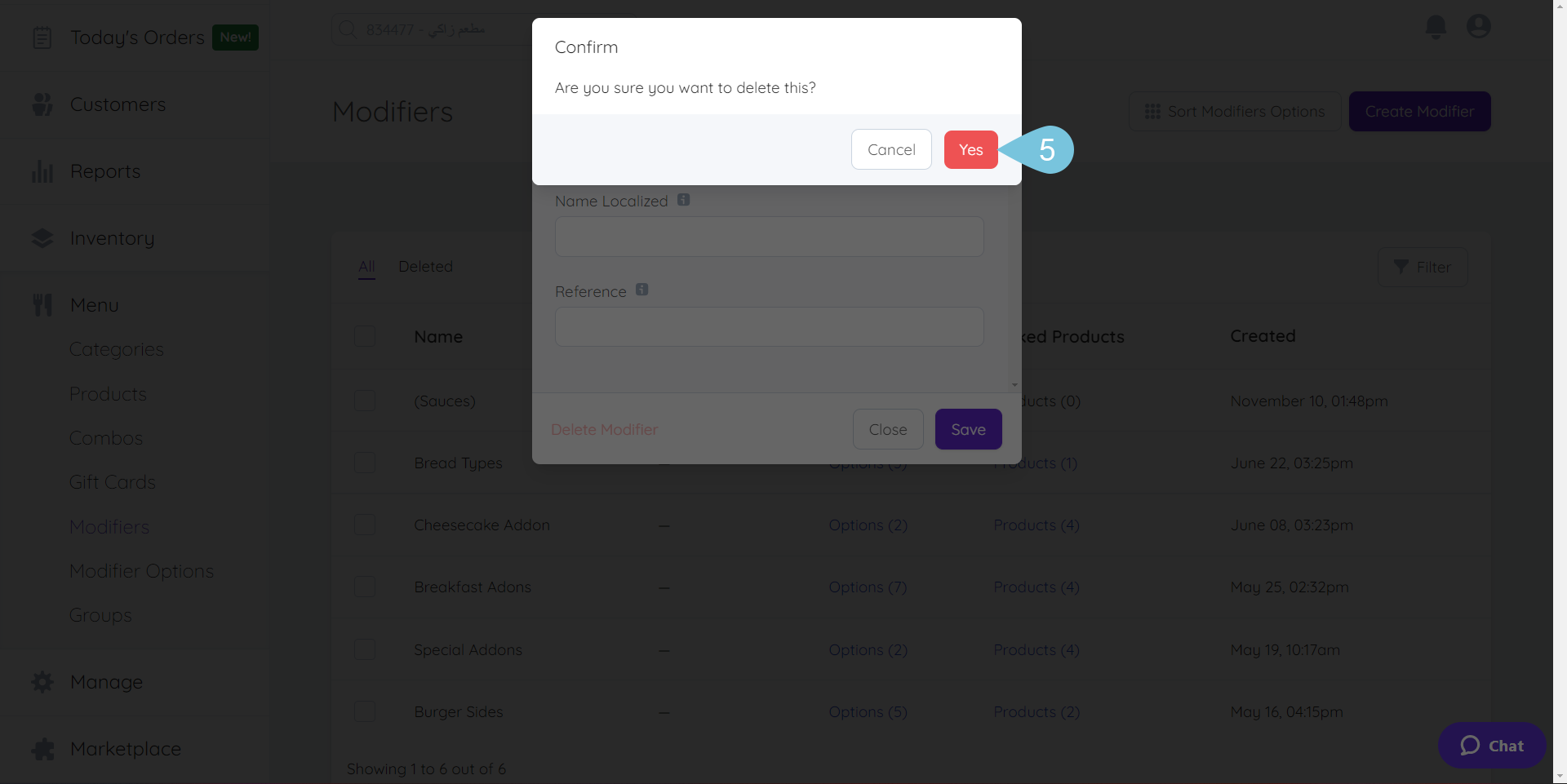 Deleting Modifiers – Foodics - Help Center