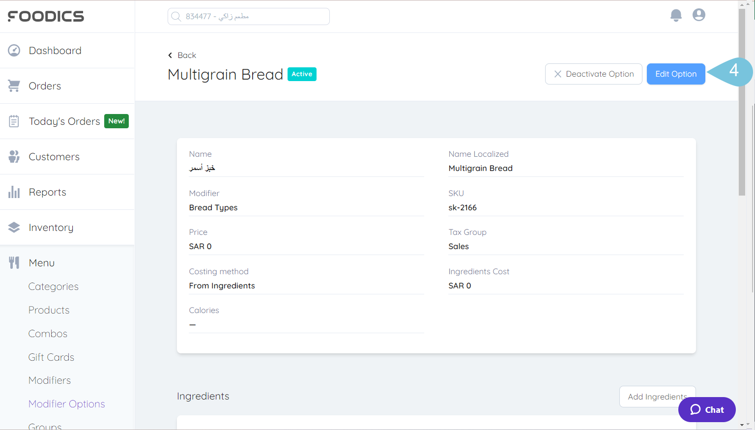 Updating Modifier Options – Foodics - Help Center