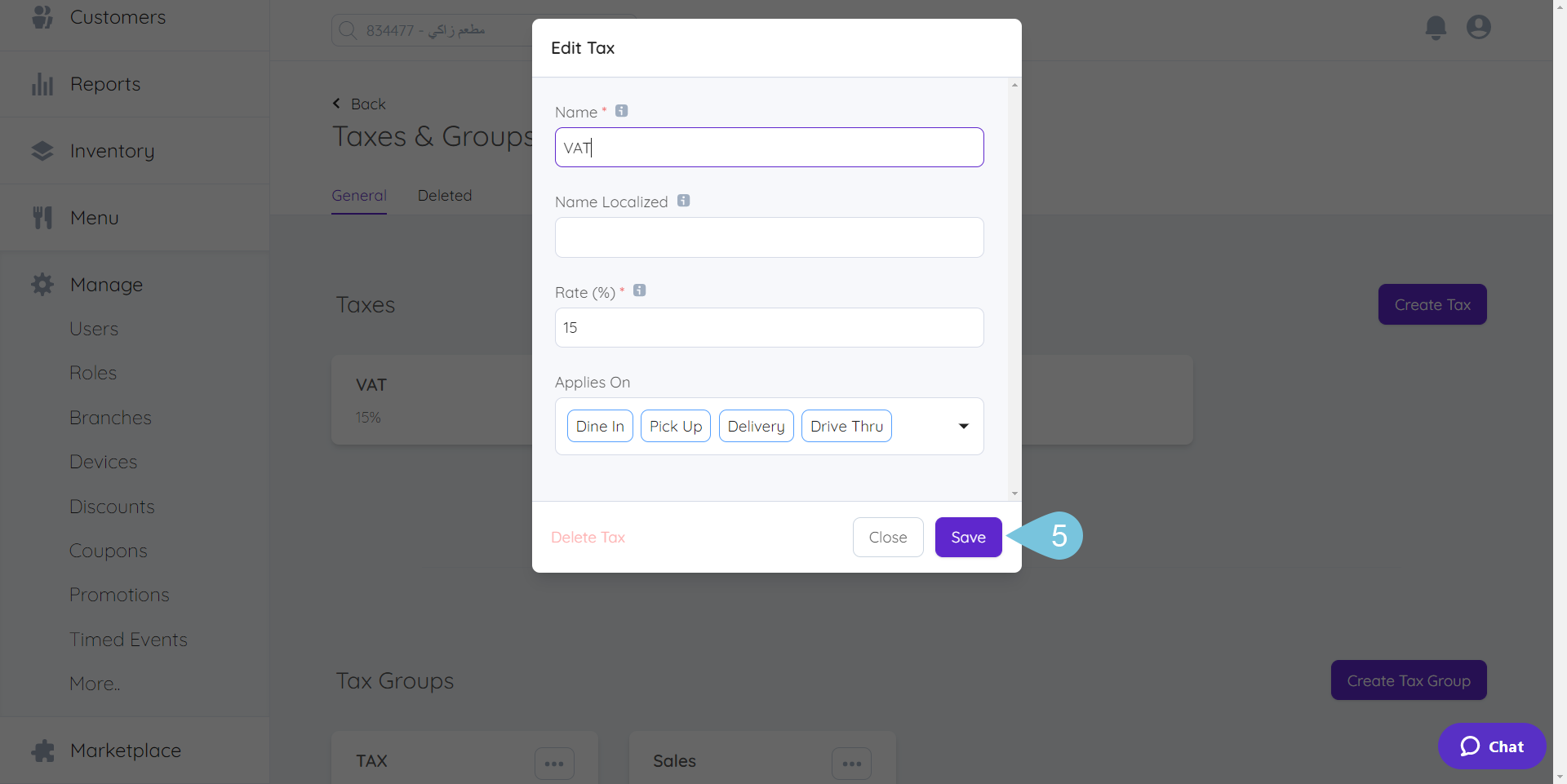 Editing Taxes – Foodics - Help Center