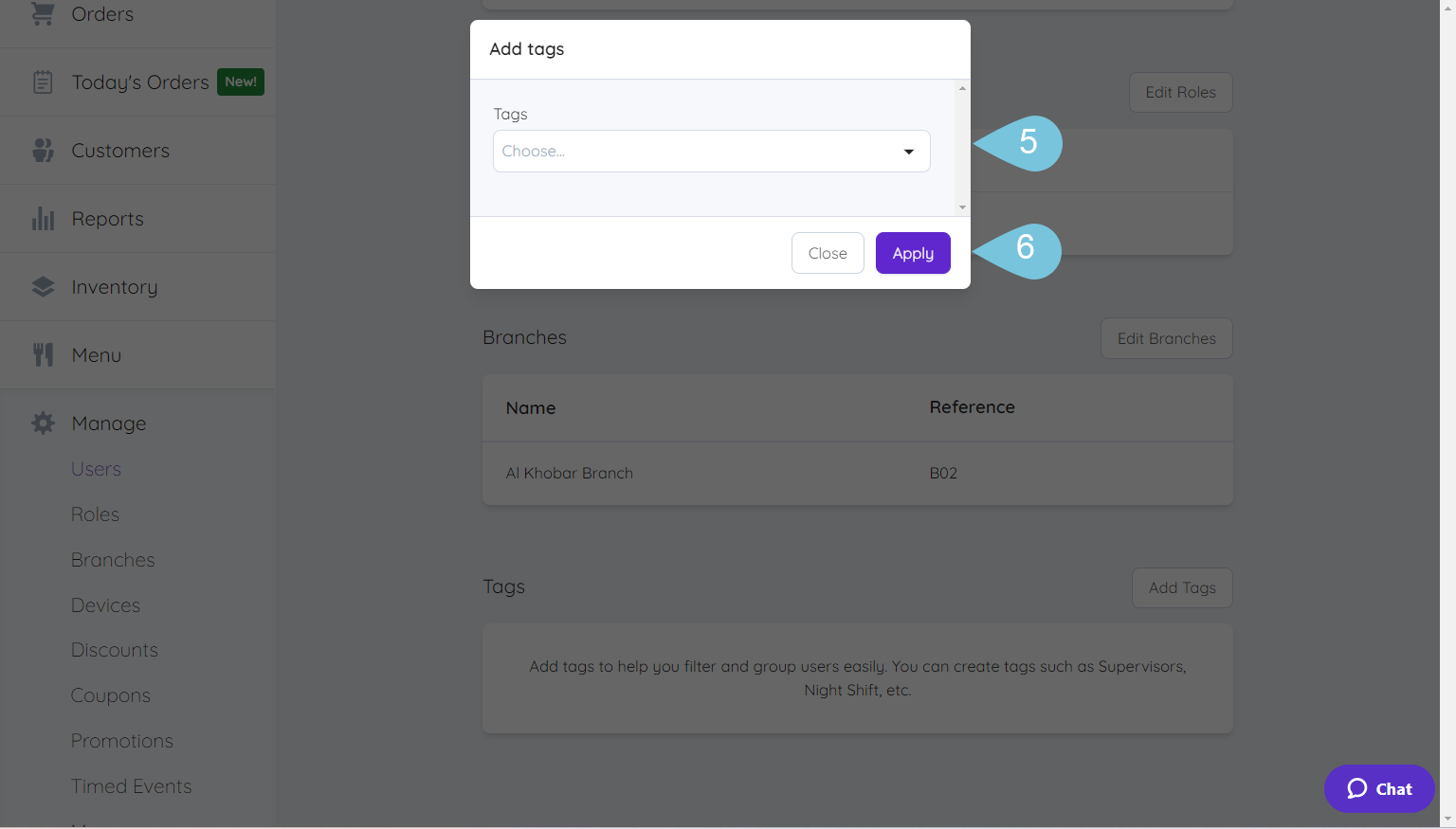 Adding Tags to Users – Foodics - Help Center