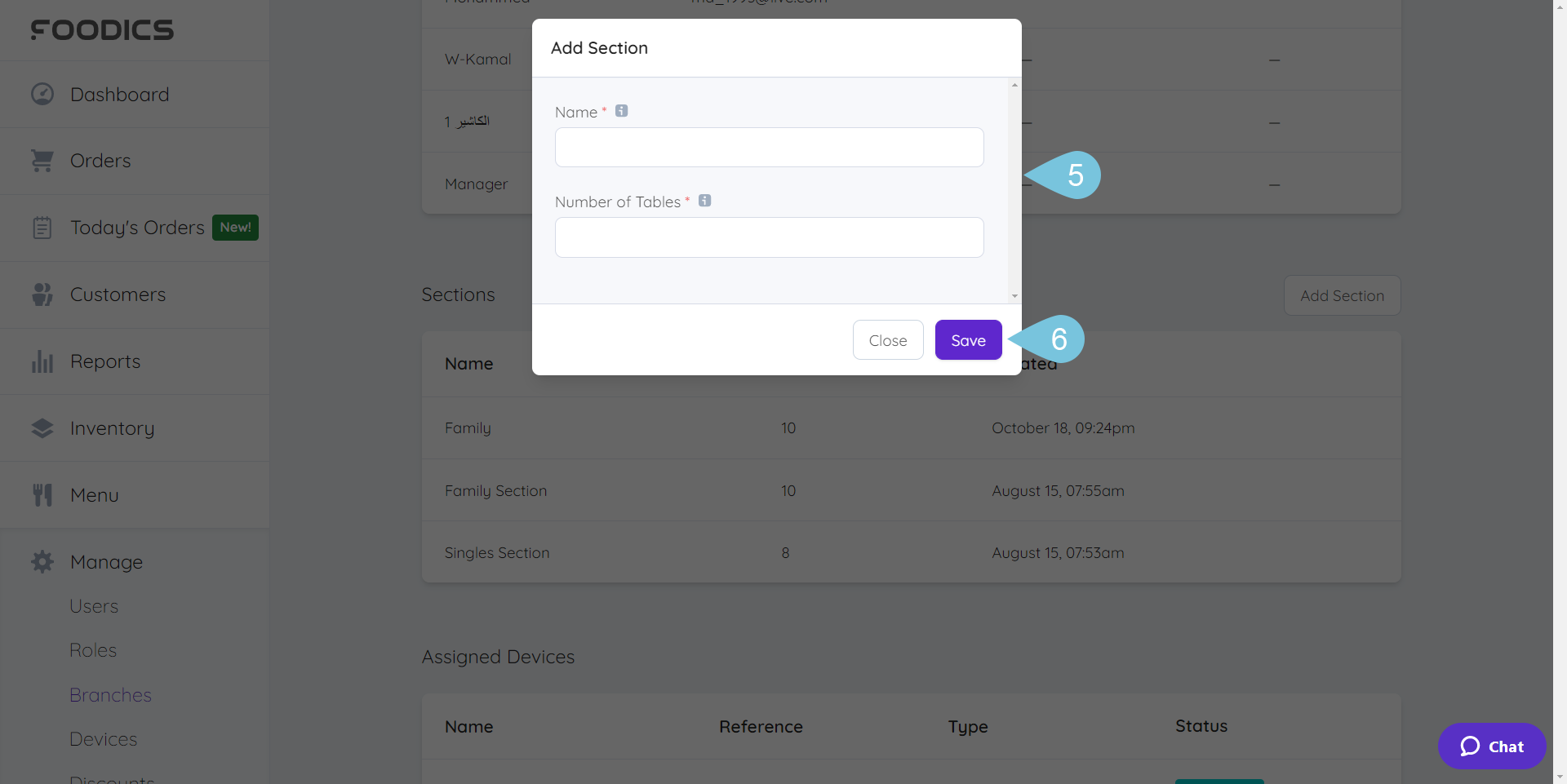 Adding Sections/Floors to Branches – Foodics - Help Center