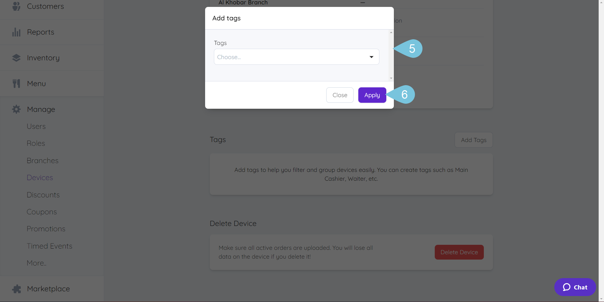 Adding Tags to Devices – Foodics - Help Center