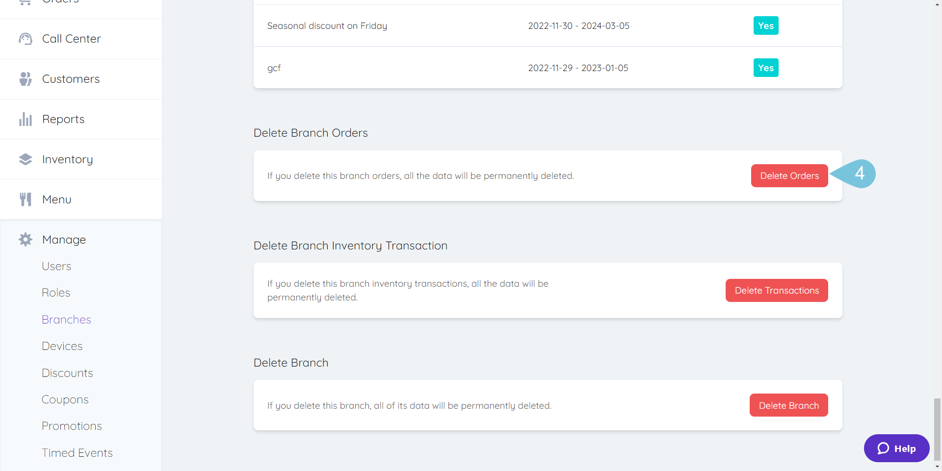 Delete All Branch Orders – Foodics - Help Center