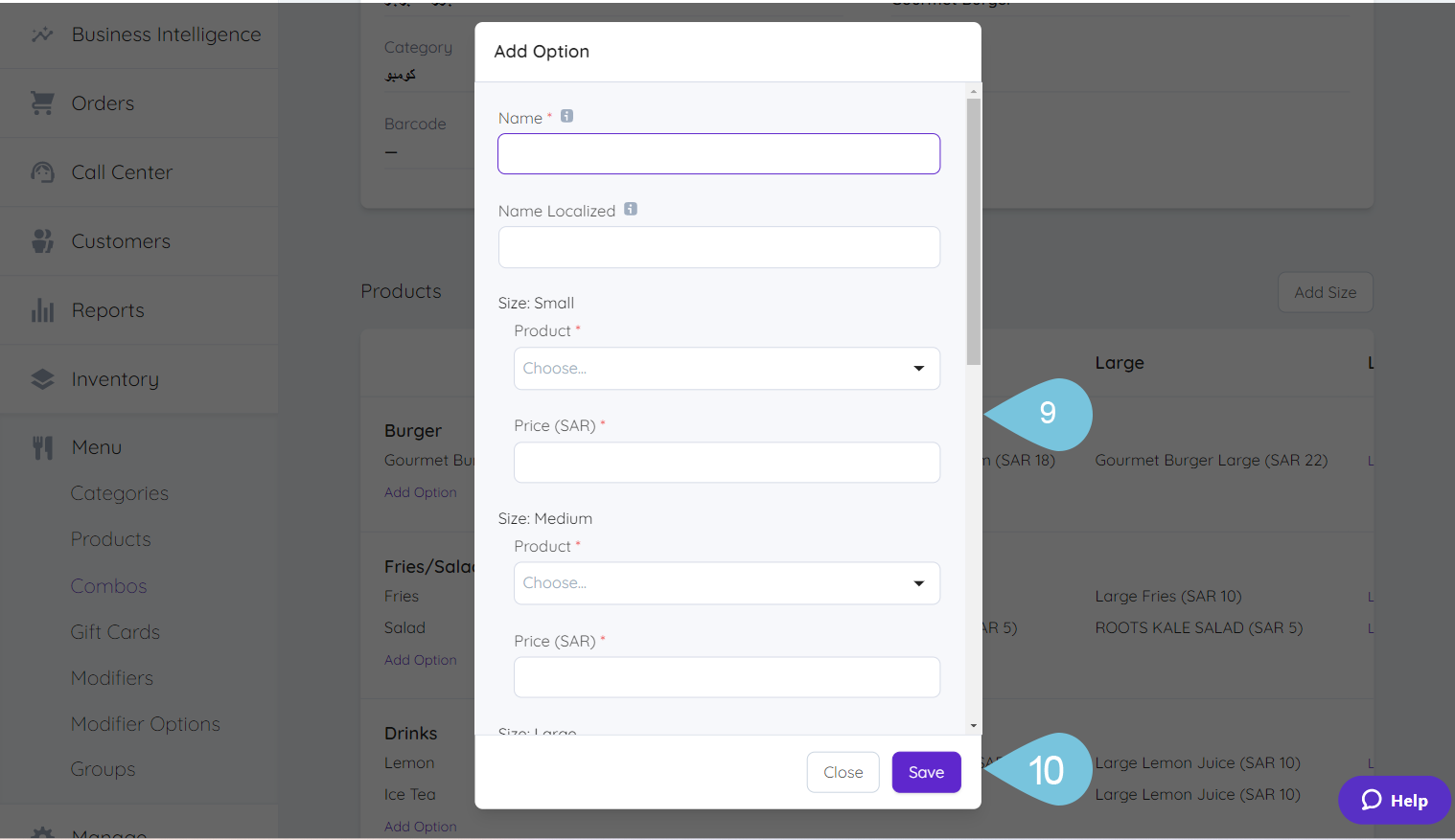 Adding Products to Combos – Foodics - Help Center