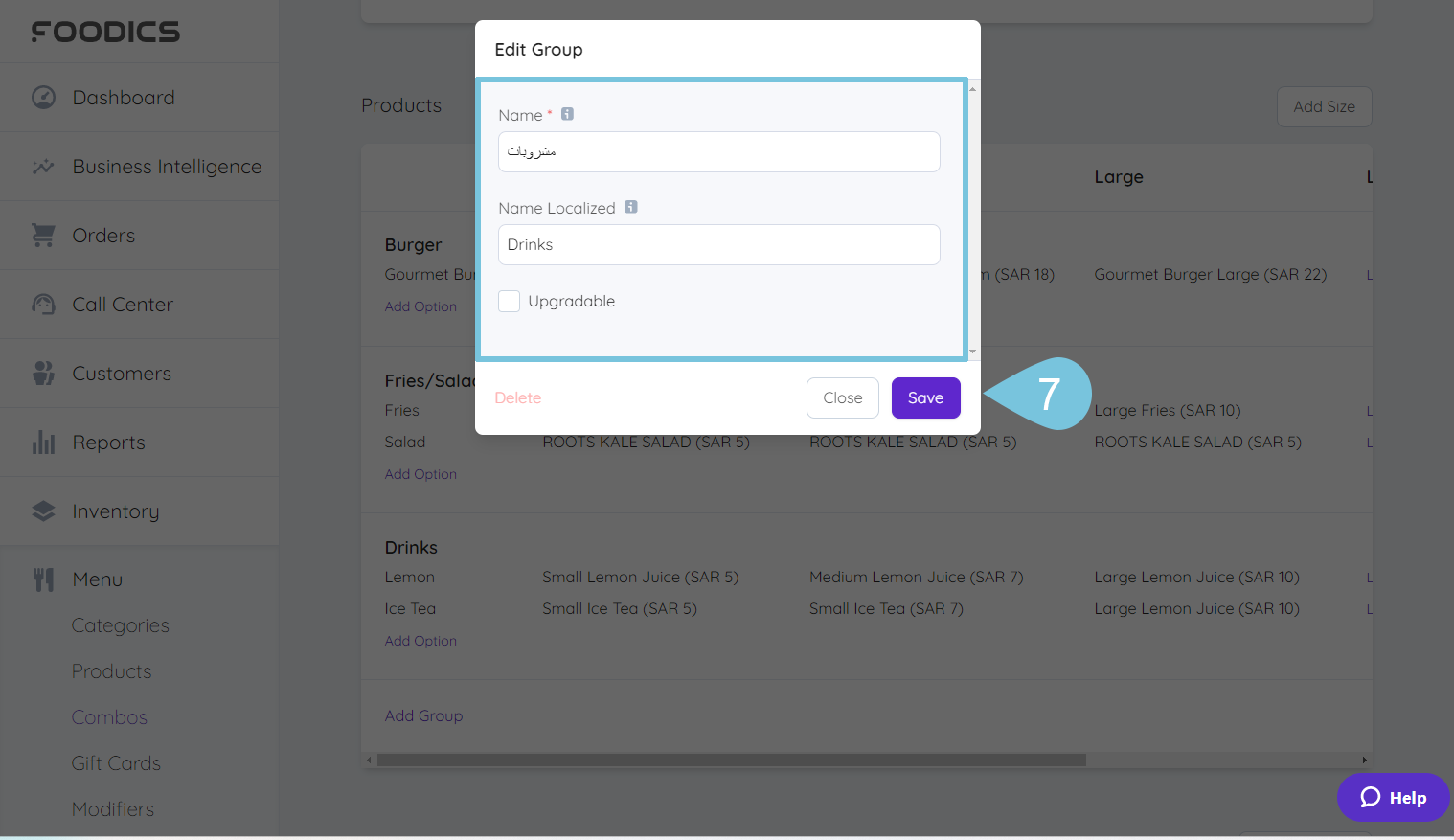 Adding Products to Combos – Foodics - Help Center