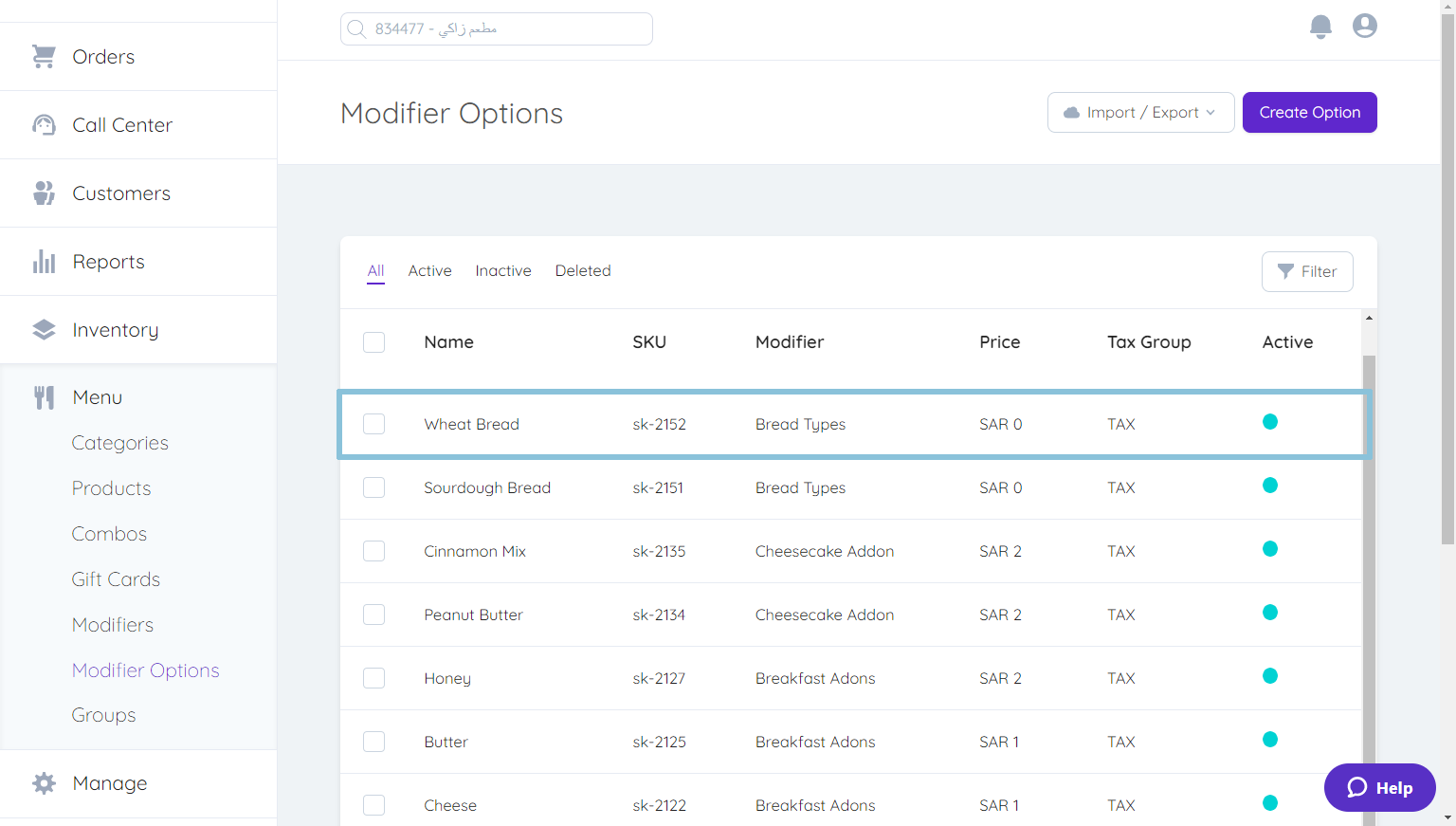 Creating Modifier Options – Foodics - Help Center