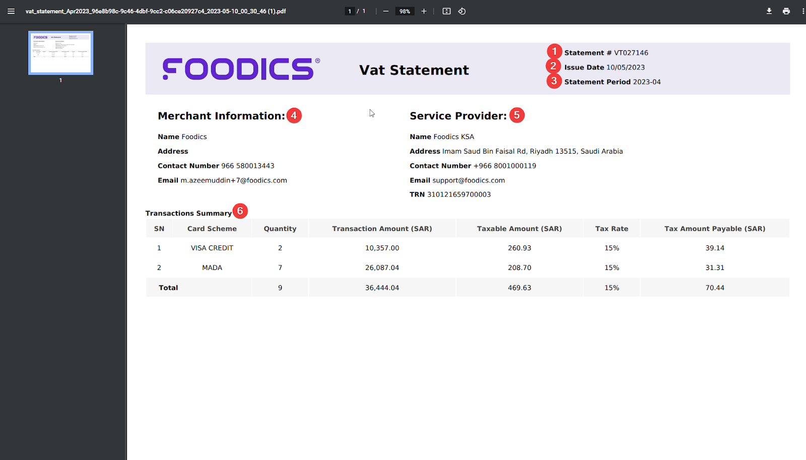 VAT Statements – Foodics - Help Center